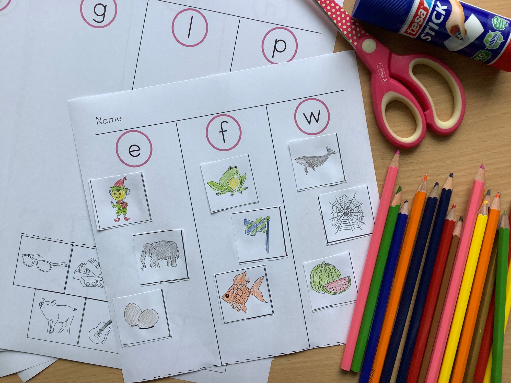 Initial Sound Sort Cut and Glue Activities – fetchphonics